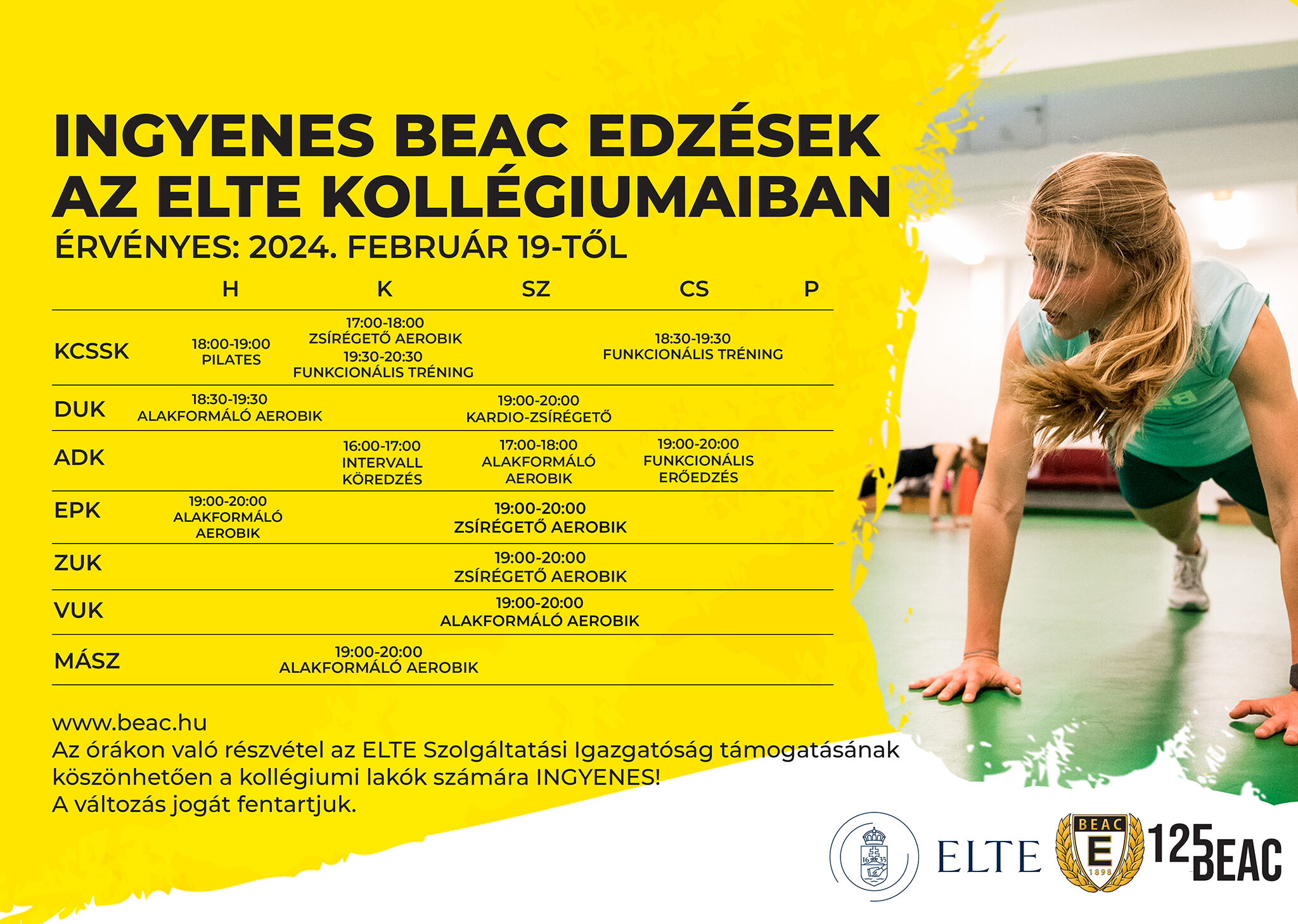 Ingyenes kollégiumi edzések az ELTE-n | Budapesti Egyetemi Atlétikai Club